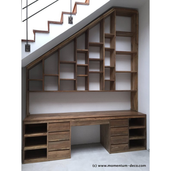 Op maat gemaakt bureau met rekken Kleur oldteak#natural Materiaal ...