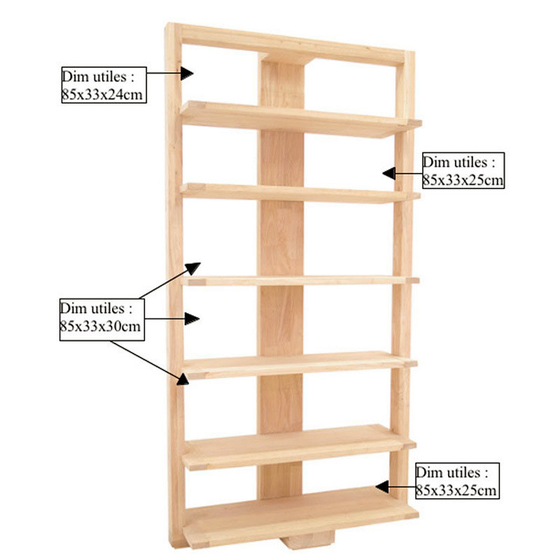 Bookshelf frame Color hevea#brownCM Material hevea Dimension 95x190x38